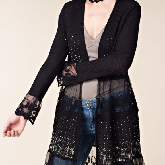 Vocal | Sweaters | New Vocal Black Sexy Cardigan Duster Wrap Stones ...